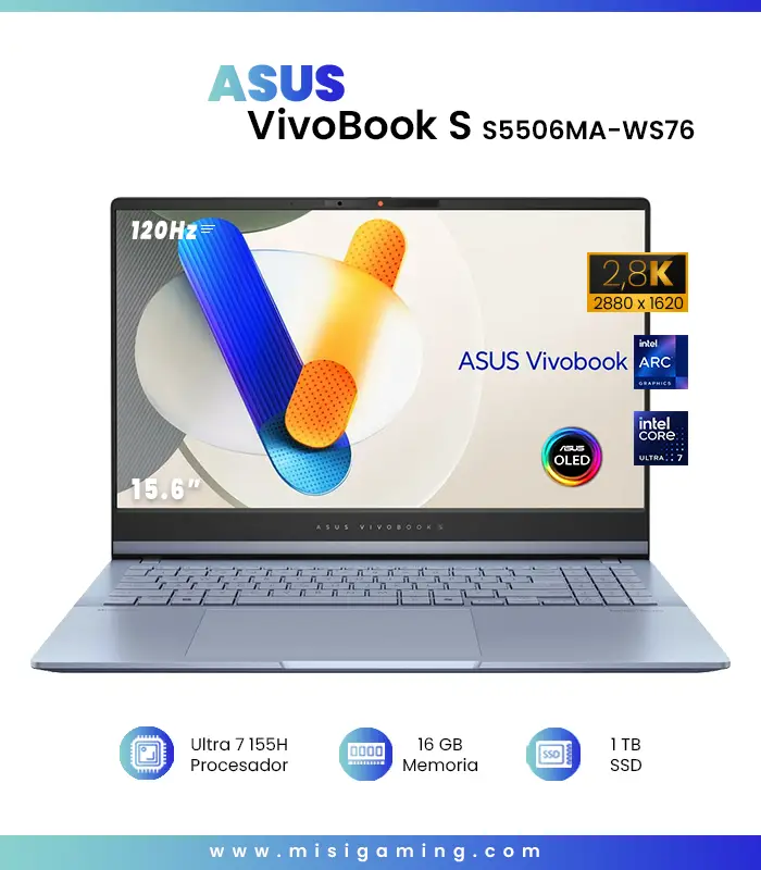 ASUS VIVOBOOK S S5506MA-WS76 Core™ Ultra 7 155H 1TB SSD 16GB 15.6" (2880x1620) OLED 120Hz WIN11 ...